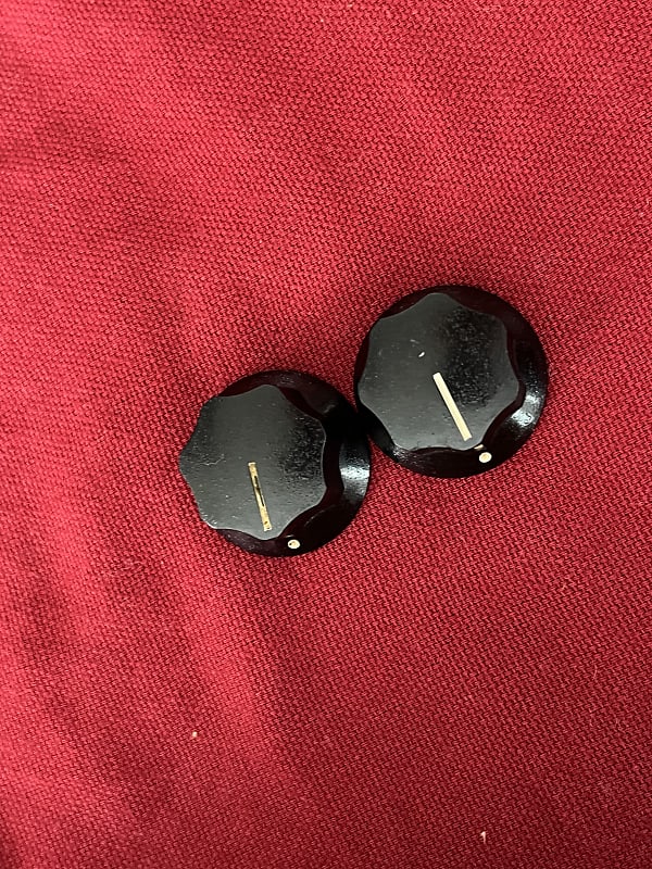 Vintage 1960s set Fender black Mustang guitar control knobs | Reverb