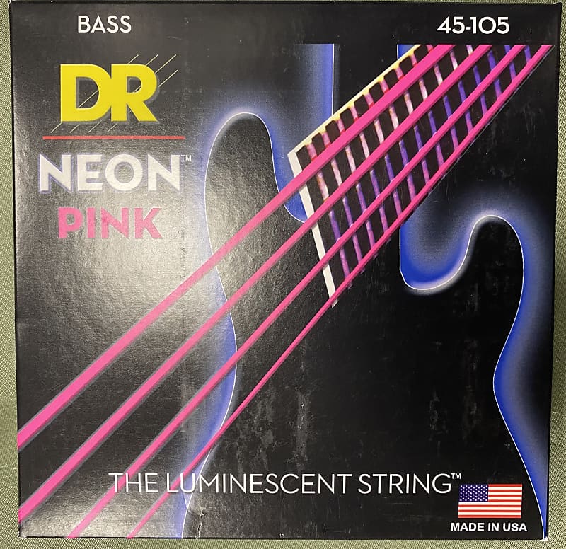 DR Neon NPB-45 pink luminous bass guitar strings 45-105 | Reverb UK