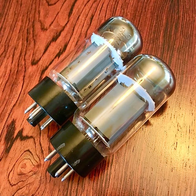 Sylvania 6L6-gc matches pair power tubes c 1960 Black plate | Reverb