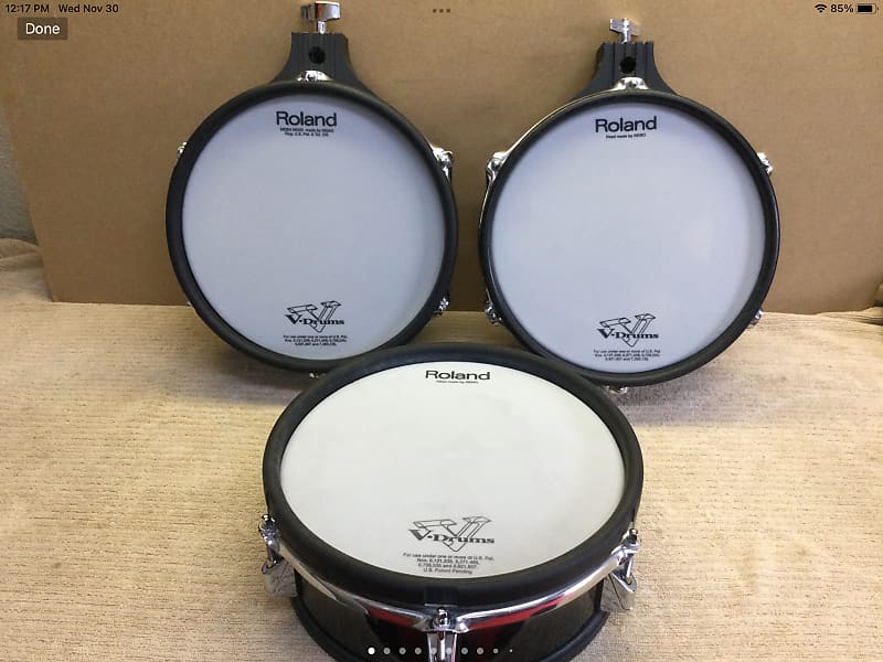 Set of 3 Roland PD-105BK V-Pad 10" Dual Trigger Mesh Drum | Reverb