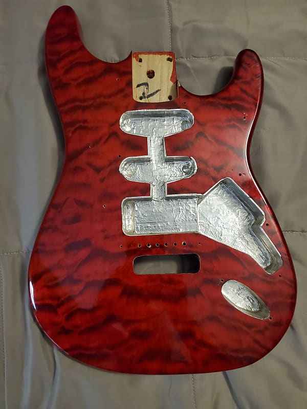 Super Strat style Quilted Maple veneer 90s - Translucent Red | Reverb