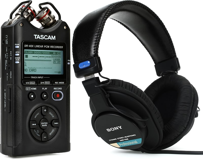 TASCAM DR-40X 4-channel Handheld Recorder Bundle with Sony | Reverb
