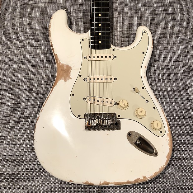 MJT Partscaster Strat Relic White Nitro with Klein S-5 | Reverb