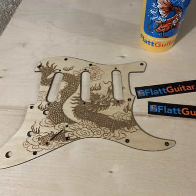 US made Satin turquoise 4 toed Asian dragon wood pickguard | Reverb