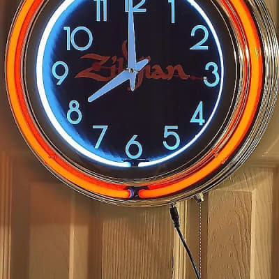 Zildjian Cymbals Double Neon Red/White Wall Clock Killer Cool | Reverb