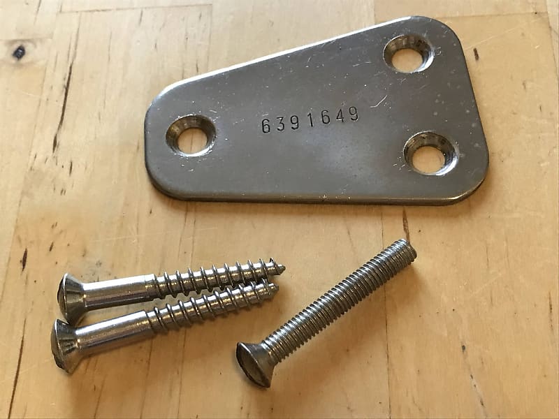 Hagstrom Guitar Neck Plate + Screws 1960's - Nickel | Reverb