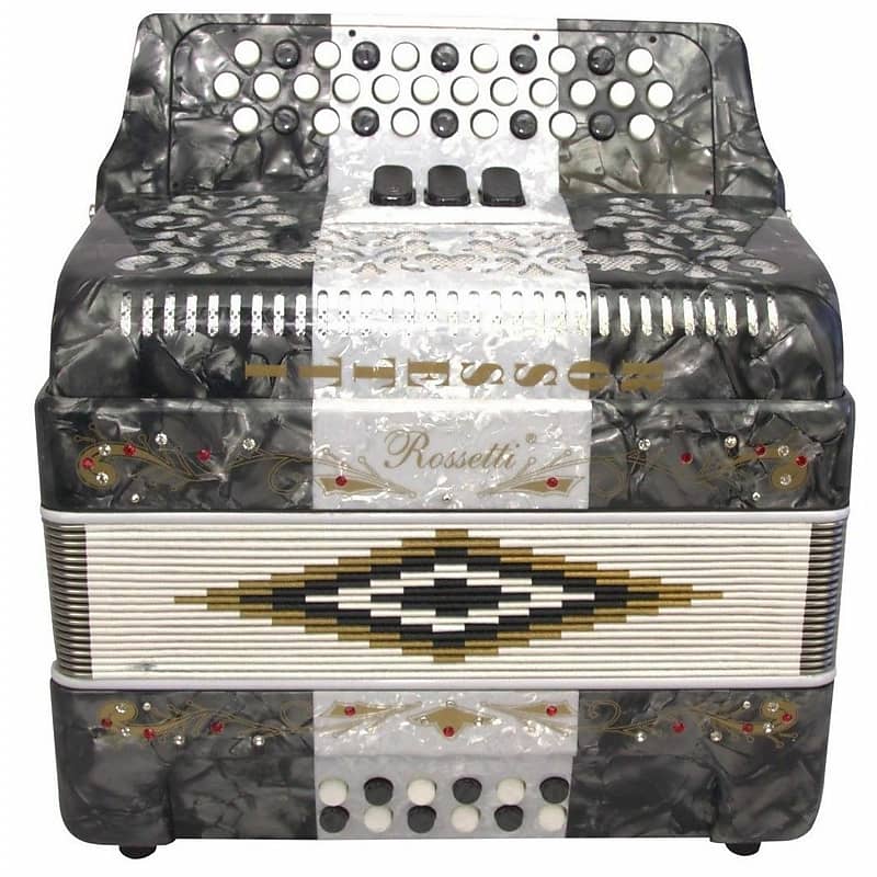 Rossetti 34 Button Accordion 12 Bass 3 Switches FBE Grey | Reverb