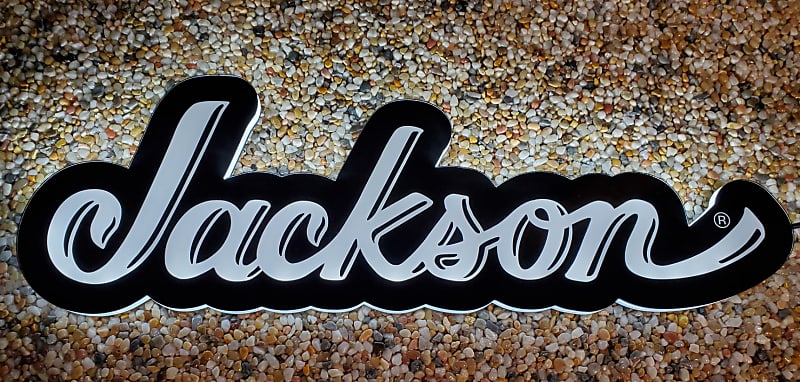 Jackson Guitars- Logo Light-Black/White-Jackson Script Logo | Reverb