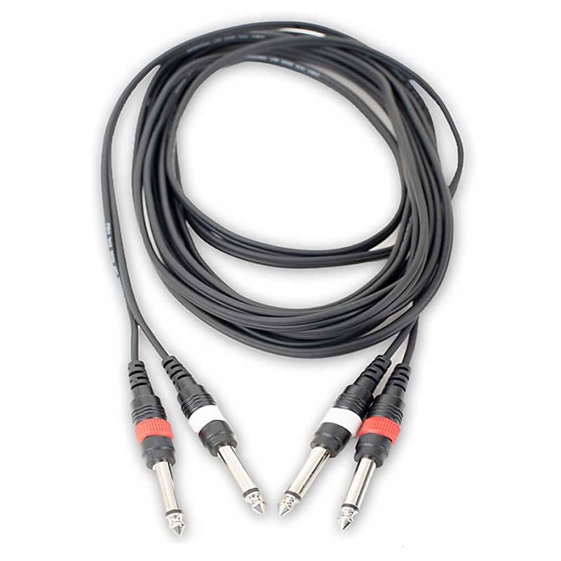 AxcessAbles Dual 1/4 Inch TS Audio Patch Cable 6ft - 10 Pack | Reverb