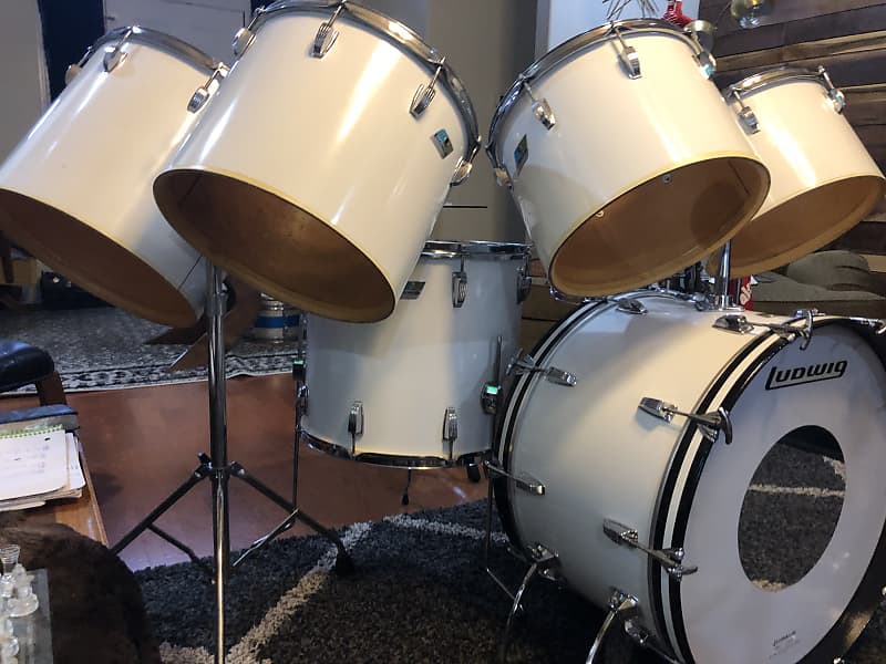 Ludwig Quadraplus 1979 - White Cortex 24/13/14/15/16/18 with | Reverb