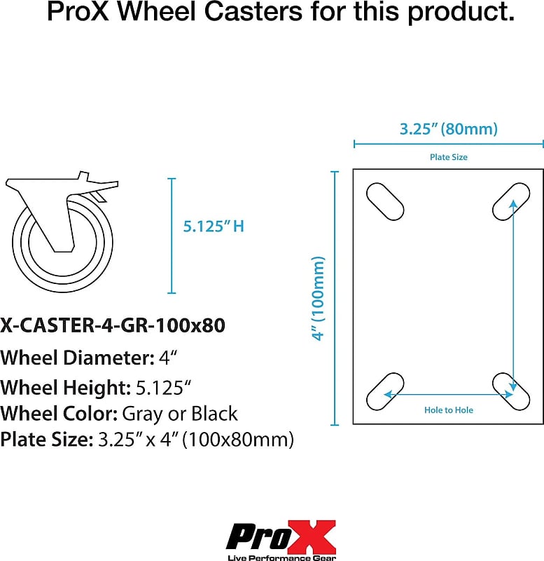 Set of (4) 4-inch Replacement Casters 4 x 3.25 inch Plates - | Reverb