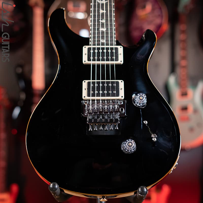 PRS Custom 24 Floyd Rose Black Gloss Amber Binding | Reverb