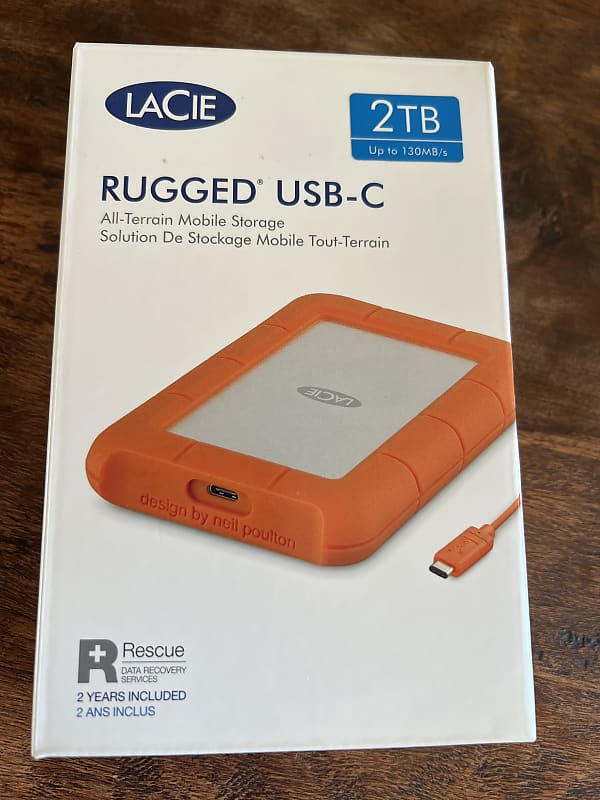 LaCie Rugged USB-C 2TB Portable Hard Drive 2020's | Reverb