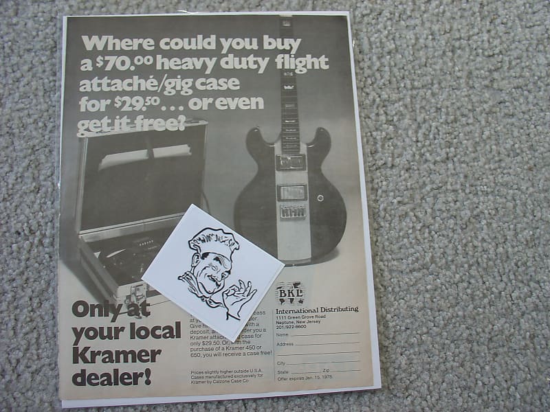Kramer Vintage Advertisement for Kramer Guitar ! 1970's | Reverb