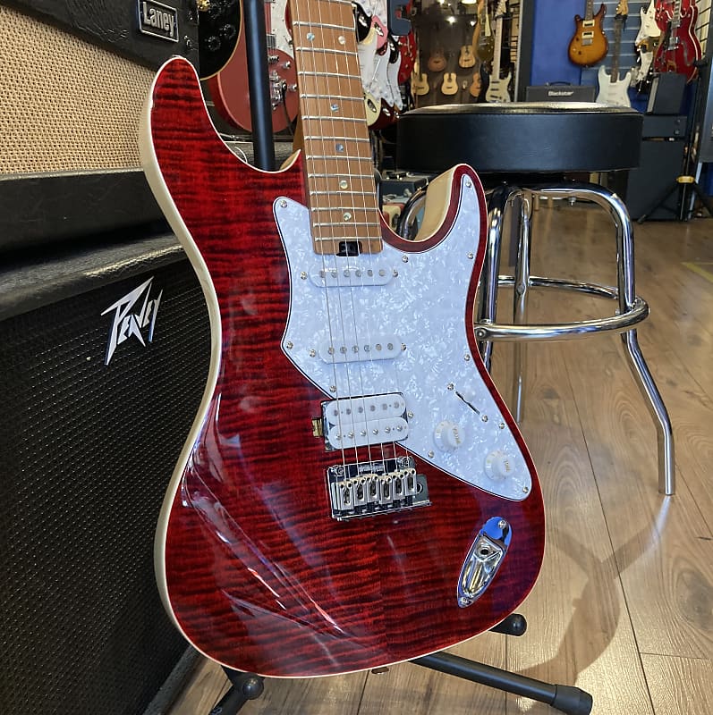 Aria 714 MK2 RBRD Fullerton HSS - Ruby Red Flame | Reverb UK