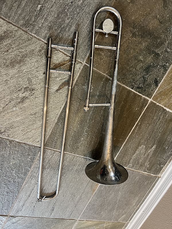 Silver Trombone, body and slide, sell as parts. | Reverb