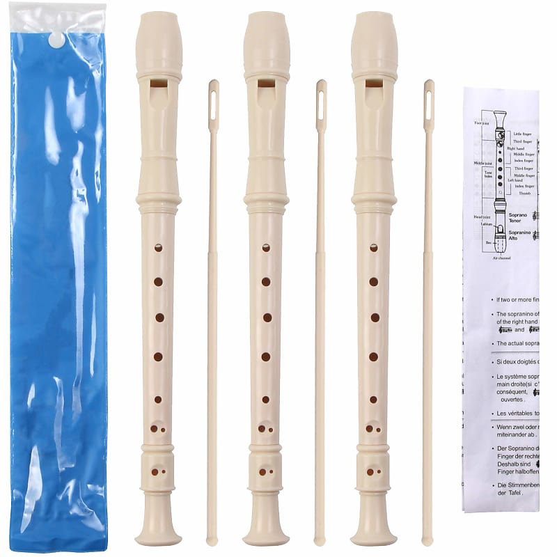 3 Pack 8 Hole Soprano Descant Recorder Instrument For Kids | Reverb