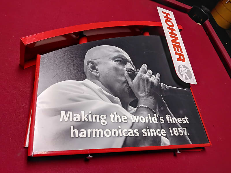 Hohner Harmonica Display Rack Mount Heavy Duty Red Metal Sign | Reverb