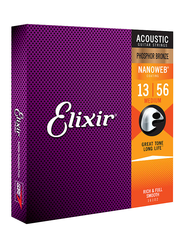 Elixir 16102 Nanoweb Phosphor Bronze Acoustic Guitar Strings | Reverb