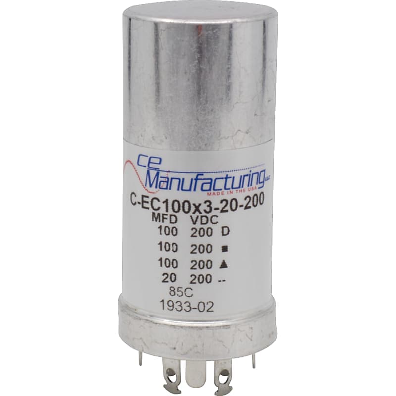 Capacitor - CE Mfg., 200V, 100/100/100/20µF, Electrolytic | Reverb