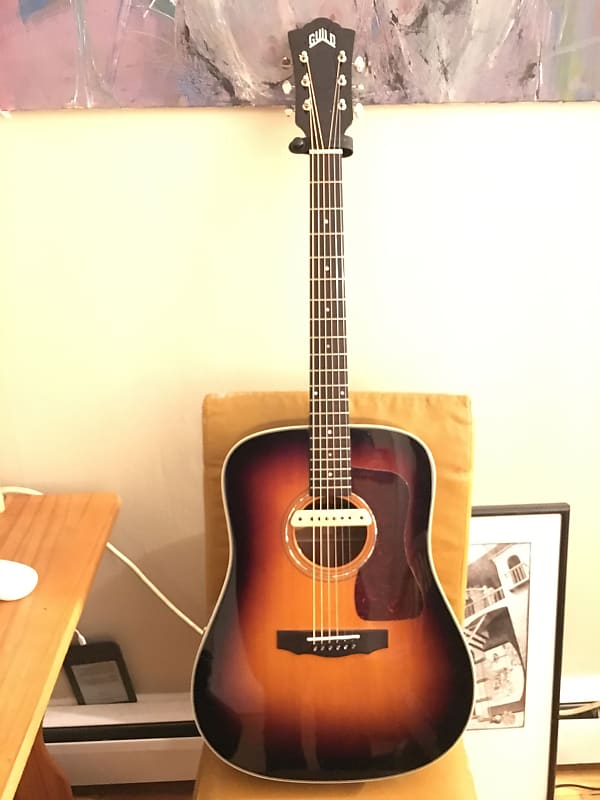 Guild D-140 upgraded tuners, pickguard, bone saddle, baggs M1 | Reverb