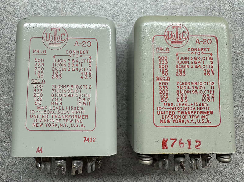 Vintage UTC A-20 transformers | Reverb