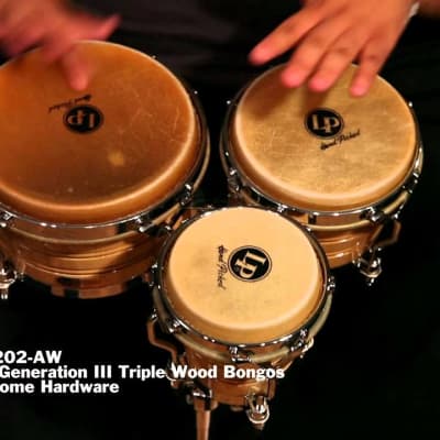 Latin Percussion LP202-AW Generation III Wood Triple Bongos | Reverb