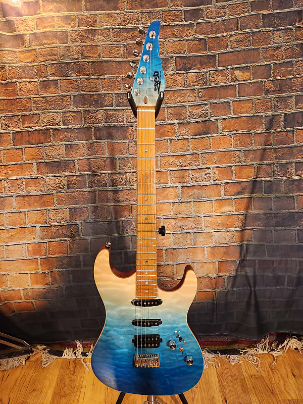 Jet Guitars JS1000 Quilted Transparent Blue | Reverb