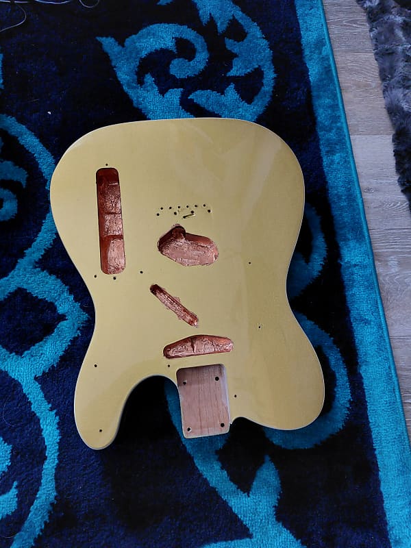 Unbranded T-style tele guitar body 2021 Metallic gold | Reverb