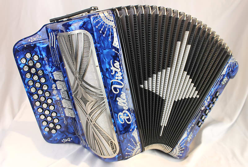 NEW Blue Chrome Bella Vista Diatonic Button Accordion LMM | Reverb