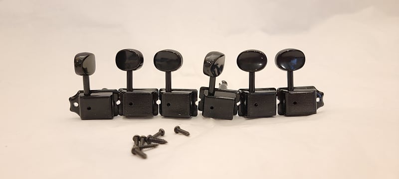 Set Of Unbranded 1960's Kluson Style 6 Inline Black Tele | Reverb