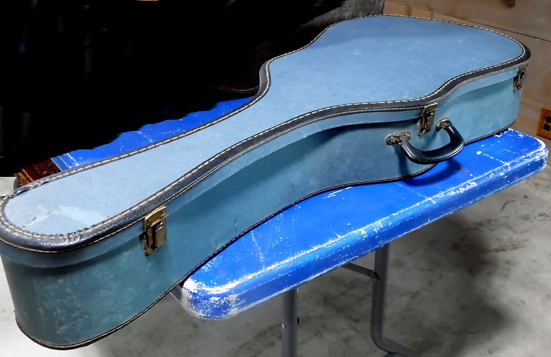 Vintage BLUE Chipboard ACOUSTIC Guitar CASE Kay or Harmony | Reverb