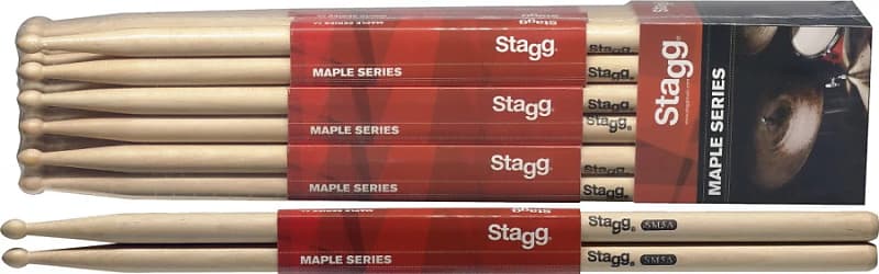 Stagg SM5A Maple 5A Grip Drumsticks with Wood Tip - 12 pair | Reverb