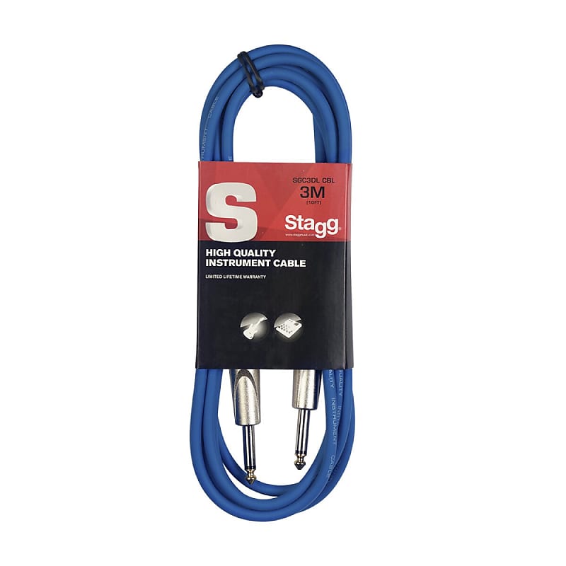 Stagg SGC3DL CBL 3M 10FT Instrument Cable Blue | Reverb