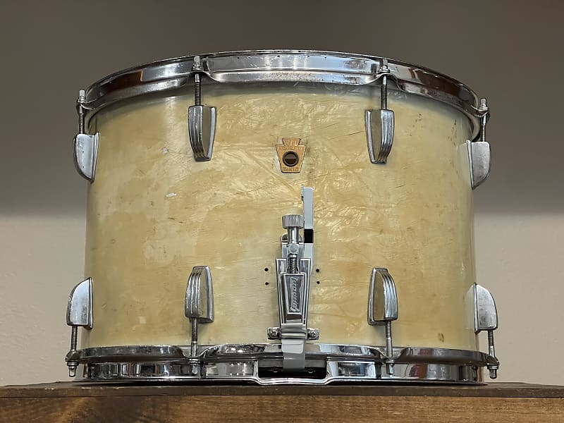 1950's WFL 15" White Marine Pearl 10x15 Snare Drum | Reverb