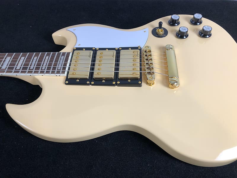 Harley Benton DC-600 VI Vintage Ivory SG with Gold Hardware + | Reverb