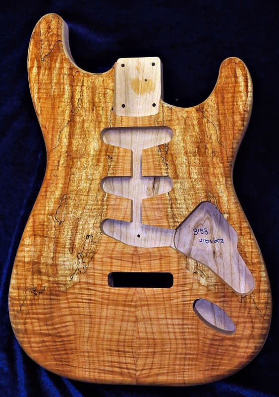 Flamed Spalted Maple Top / Aged Cherry Strat Style body - | Reverb
