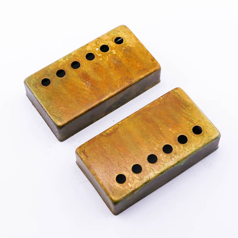 AGP ™ - PAF Aged Relic Nickel Humbucker Cover Set 49.2mm Pole | Reverb
