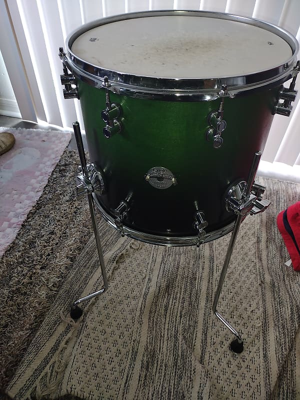 DW Pdp 14" Platinum Floor Tom Maple Green To Black Fade | Reverb