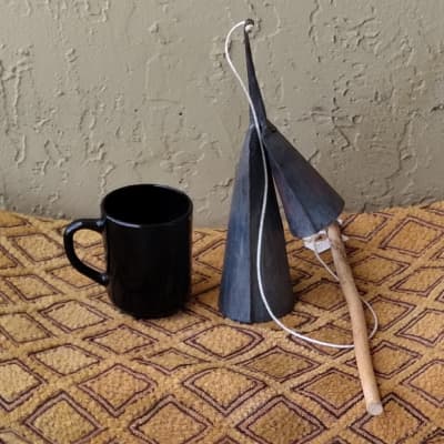 Small West African two-tone metal bell/gong (gankogui) | Reverb