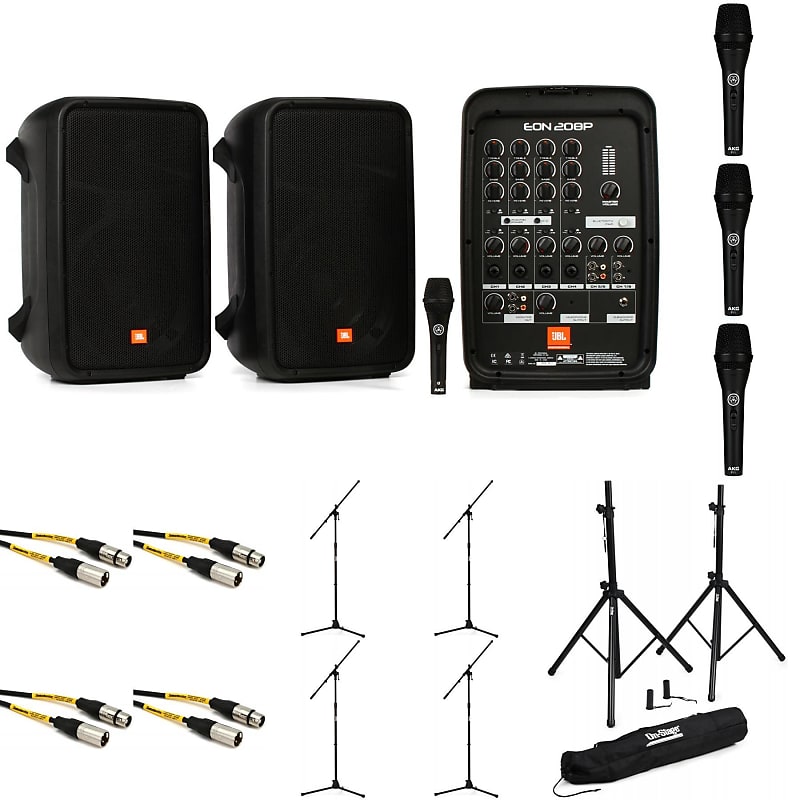 JBL EON208P 4 Performer Portable PA System Bundle | Reverb