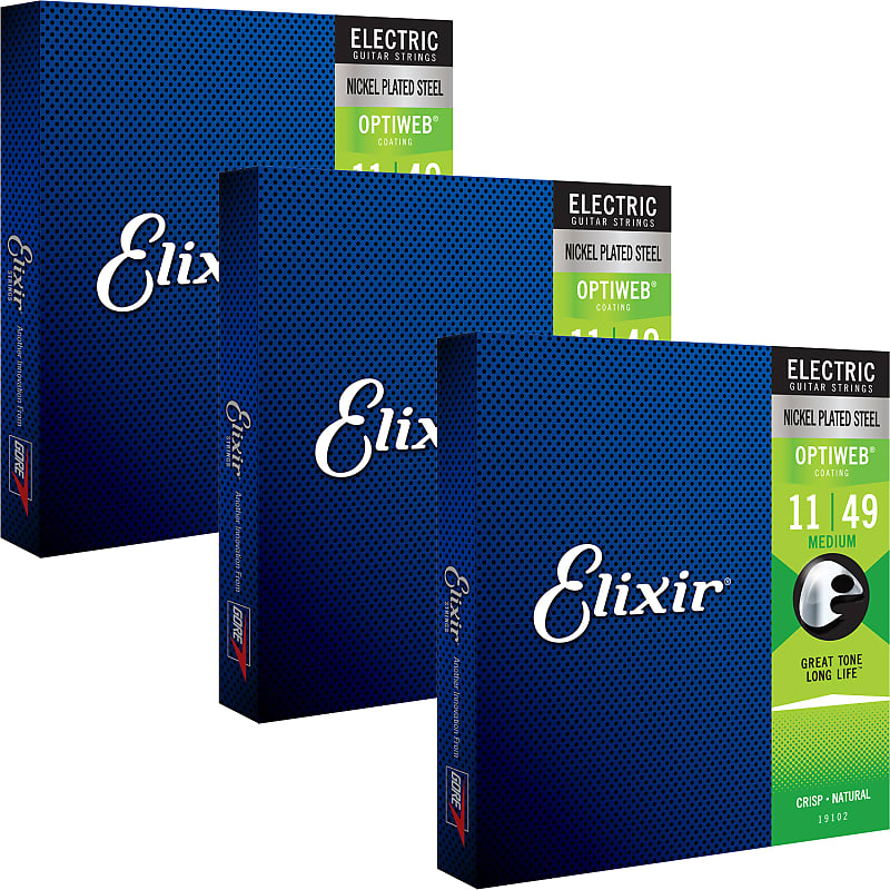 3 Sets of Elixir 19102 Nickel Plated Steel OPTIWEB Electric | Reverb