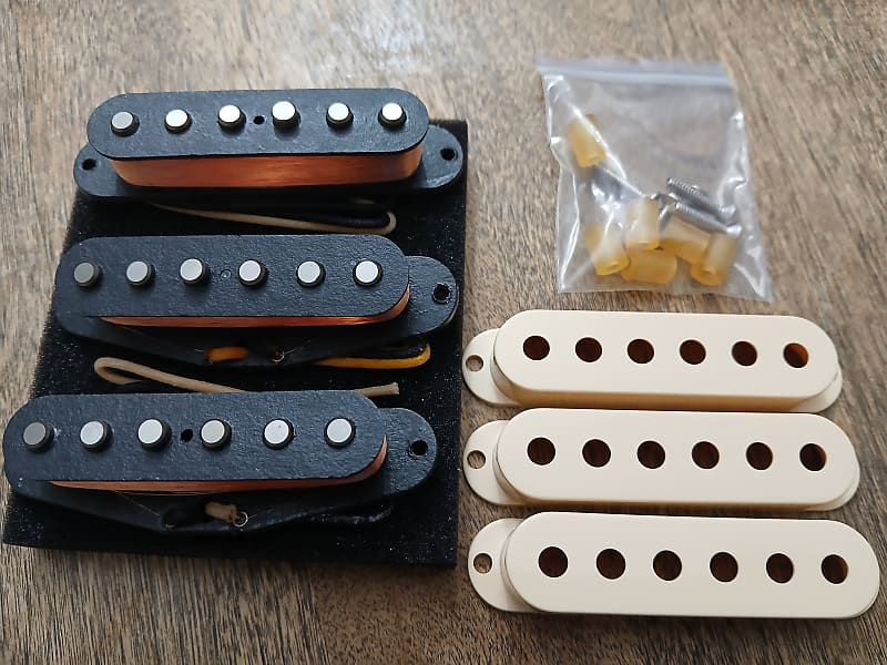Cream Handwound staggered Fat 50s Pickups set cloth lead for | Reverb