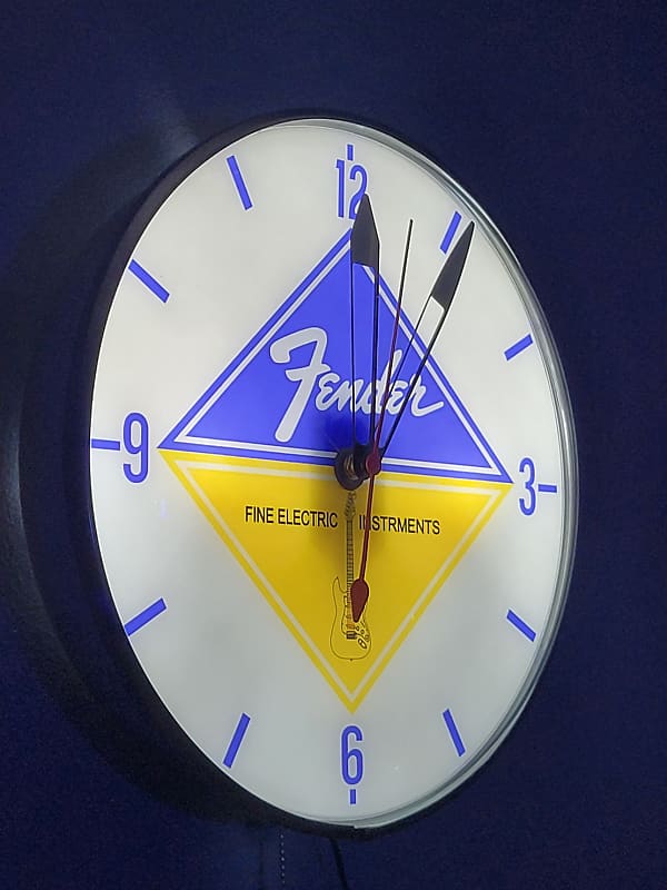 60's Style Fender Guitars Round Light Up Clock Killer Cool | Reverb UK