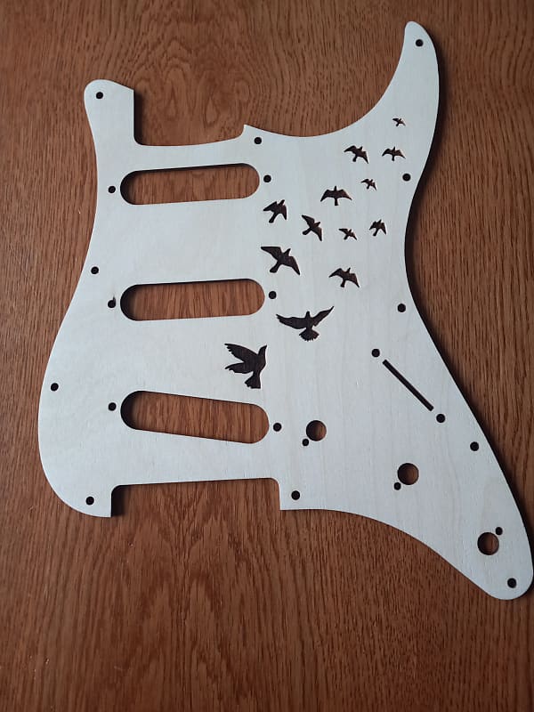Strat Style Custom Design Flying Birds Wood Pickguard - 11 | Reverb