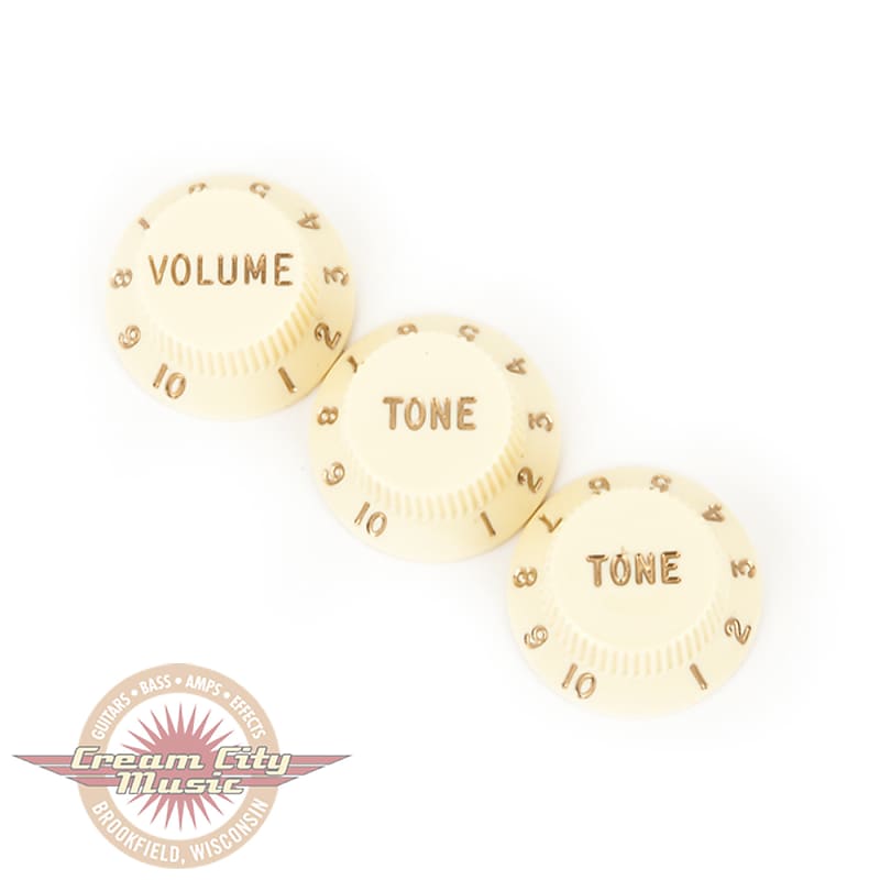 Fender Stratocaster Volume & Tone Knobs - Aged White | Reverb