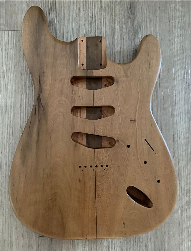 Replacement hardtail Strat body Brazilian Walnut Imbuia & Red | Reverb