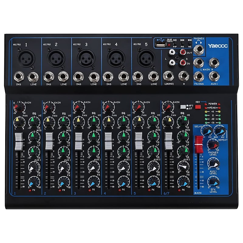 4/7 Channel Professional Powered Mixer Power Mixing Live | Reverb