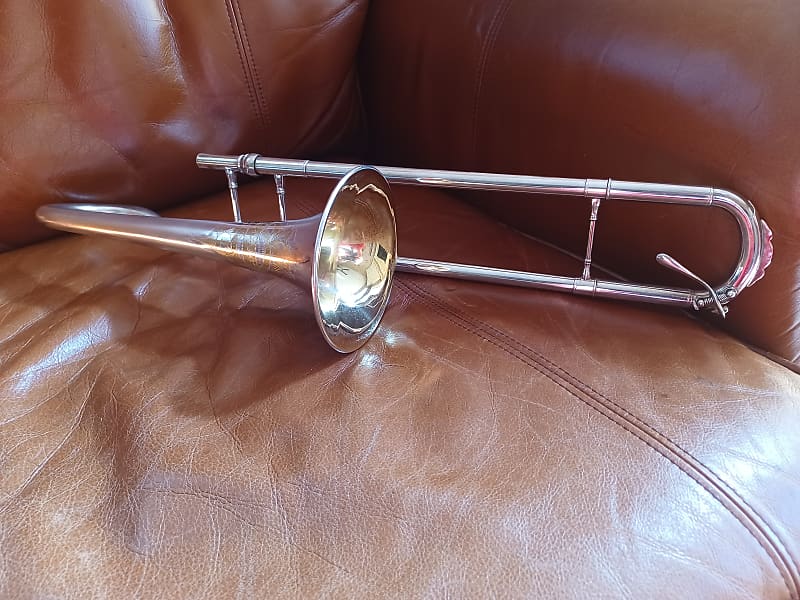 Buescher model #258: 1928 Slide Cornet - Silver with Gold | Reverb
