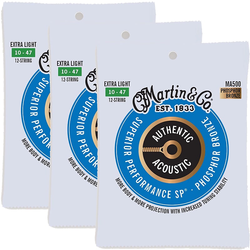 3-Pack Martin MA500 SP Phosphor Bronze 12-String Acoustic | Reverb
